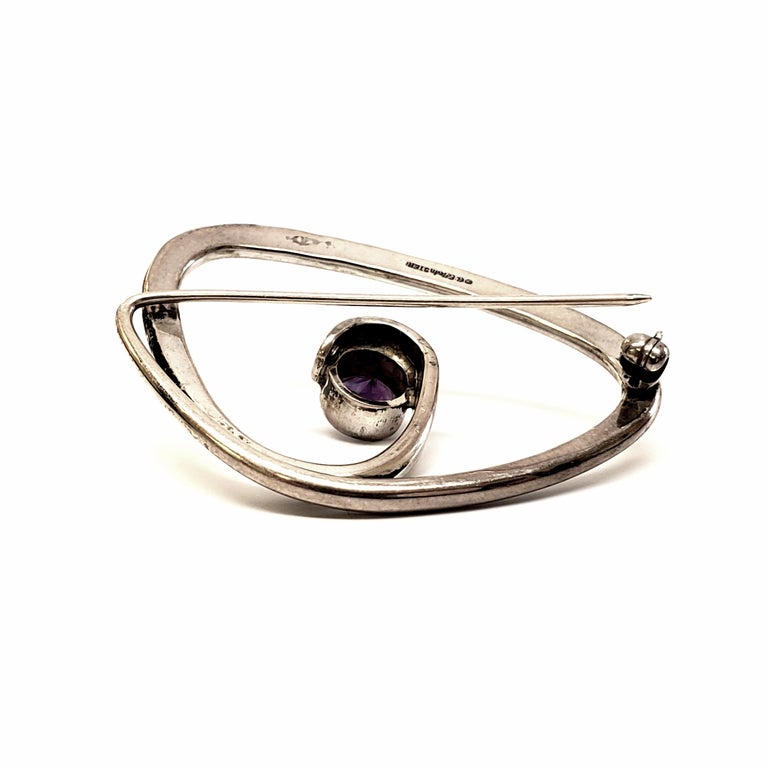 Ed Levin Sterling Silver Amethyst Brooch / Pin at 1stDibs