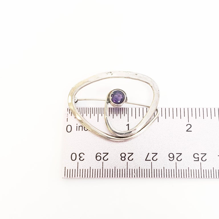 Ed Levin Sterling Silver Amethyst Brooch / Pin at 1stDibs