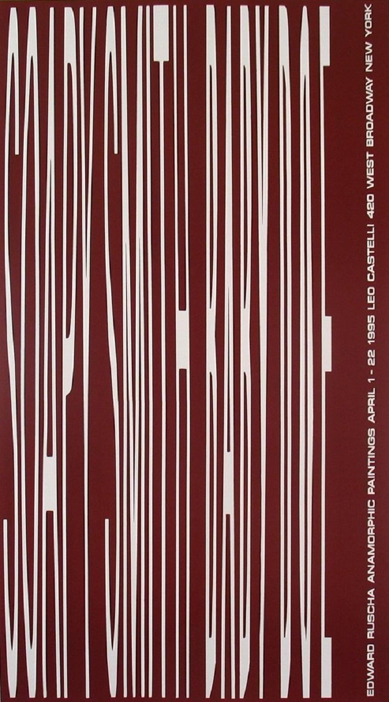 1995 After Edward Ruscha 'Anamorphic Paintings' Pop Art Red Offset ...