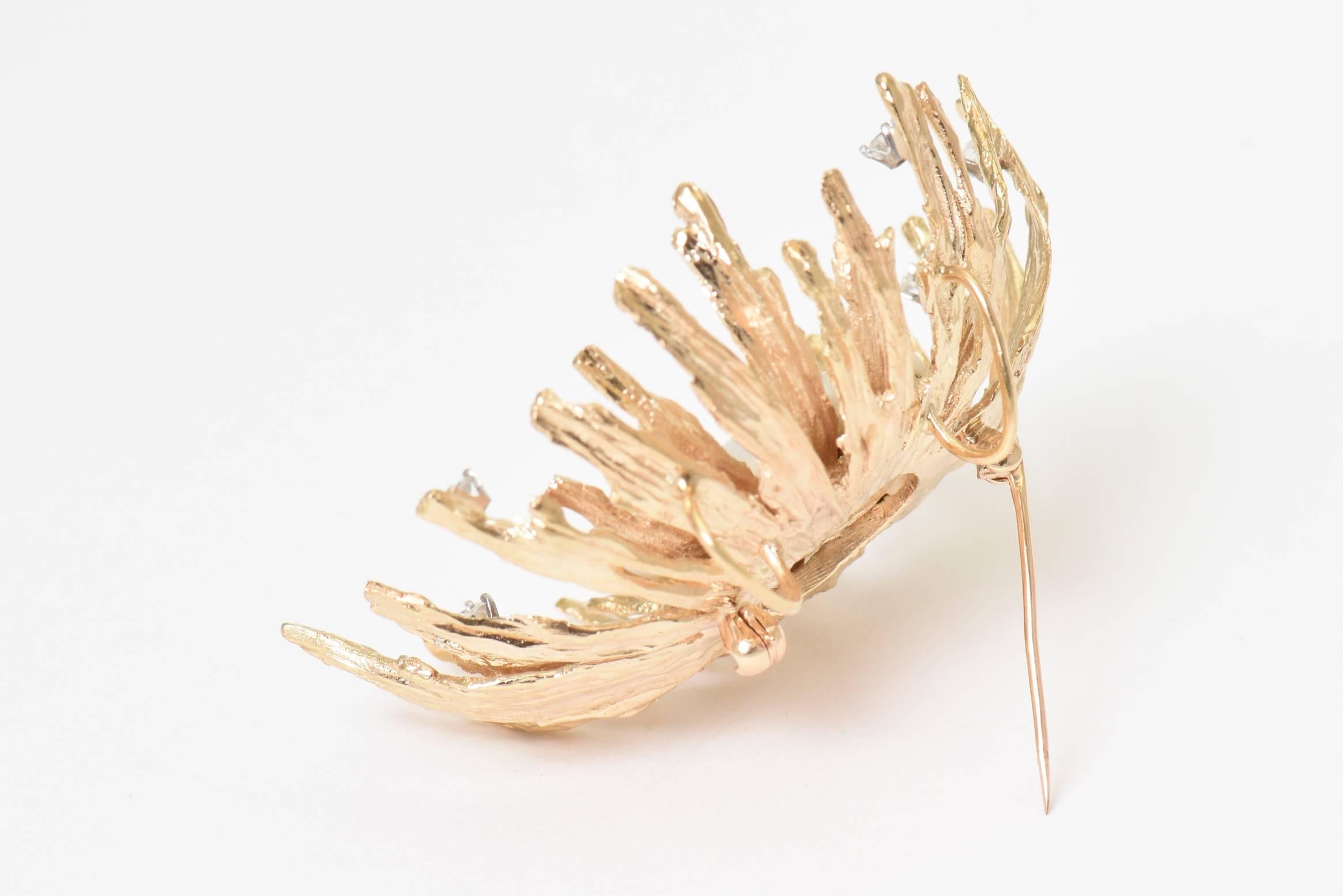 Ed Weiner Style Diamond Pearl Textured Yellow Gold Starburst Pendant ...