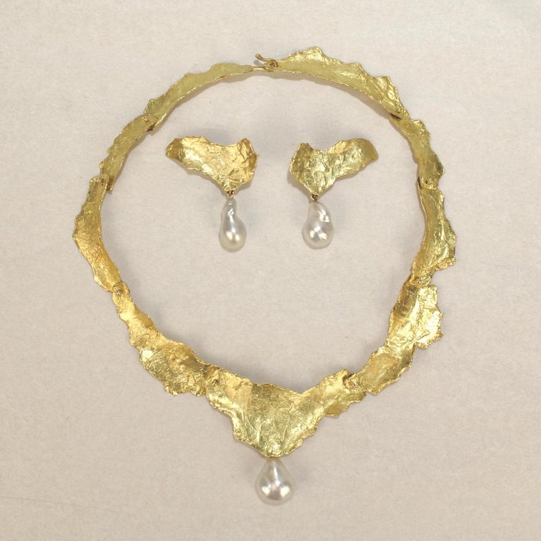 Ed Wiener 18K Gold and Baroque Pearl Modernist Choker Necklace and ...