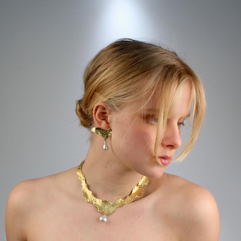 Ed Wiener 18K Gold and Baroque Pearl Modernist Choker Necklace and ...