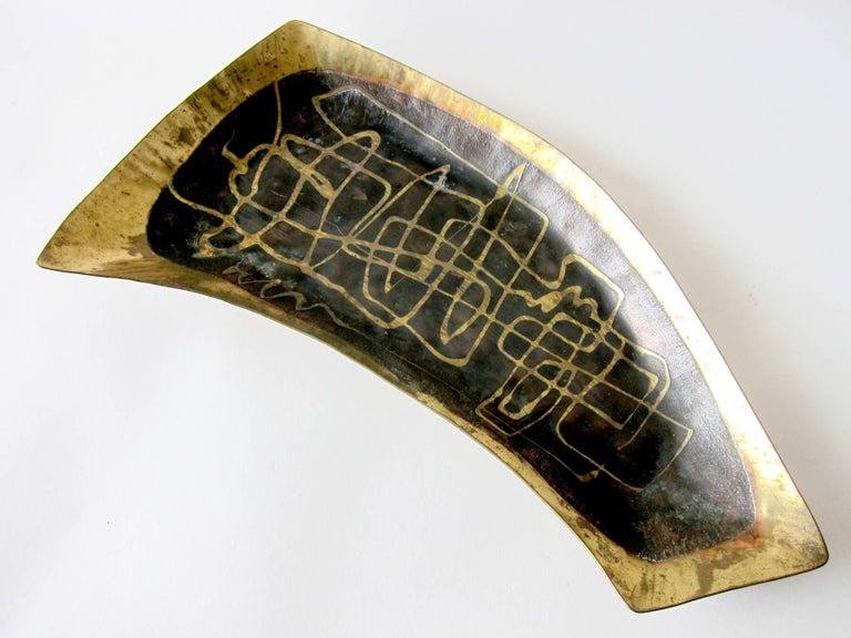 Ed Wiener Mid Century Abstract Modernist Mixed Metals Tray Catch All ...