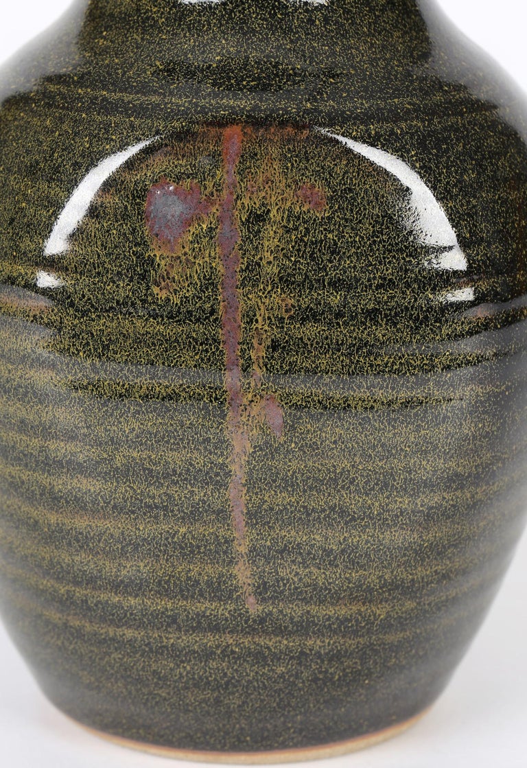 Eddie Hopkins Winchcombe Tenmoku Glazed Studio Pottery Vase at 1stDibs