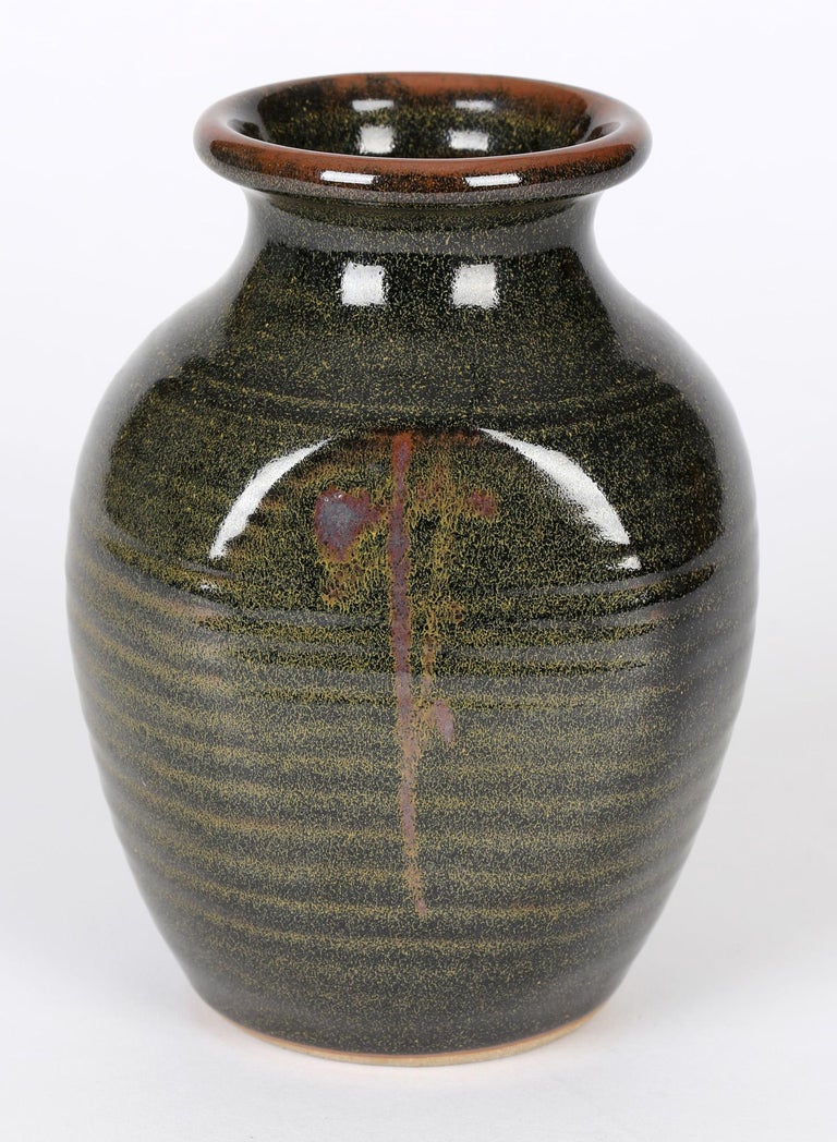 Eddie Hopkins Winchcombe Tenmoku Glazed Studio Pottery Vase at 1stDibs