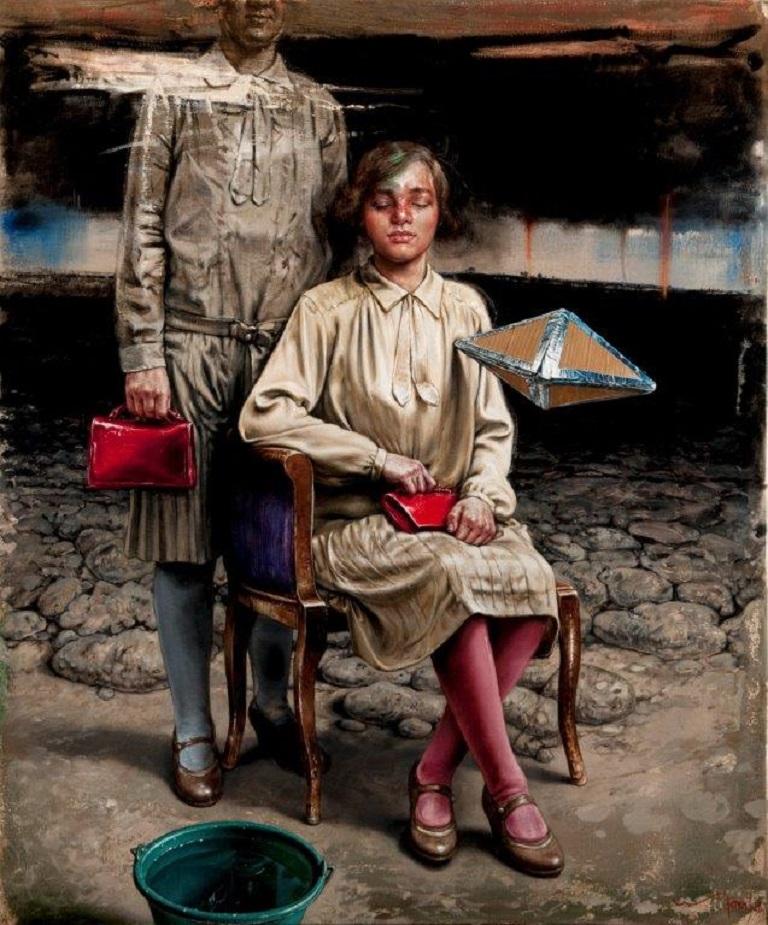 Eddy Stevens - Human Condition no. 6 Oil Painting on Canvas Surrealist Surreel Dog Man In Stock ...