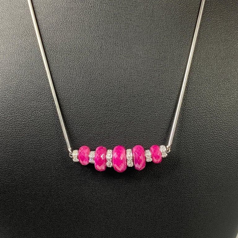 Édéenne Ruby Root Pearls and Diamond 18 Karat White Gold Pendant at 1stDibs