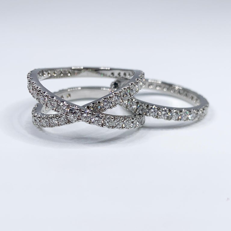 Transformable, Entwined 18K White Gold Band Rings with 3 carats of ...