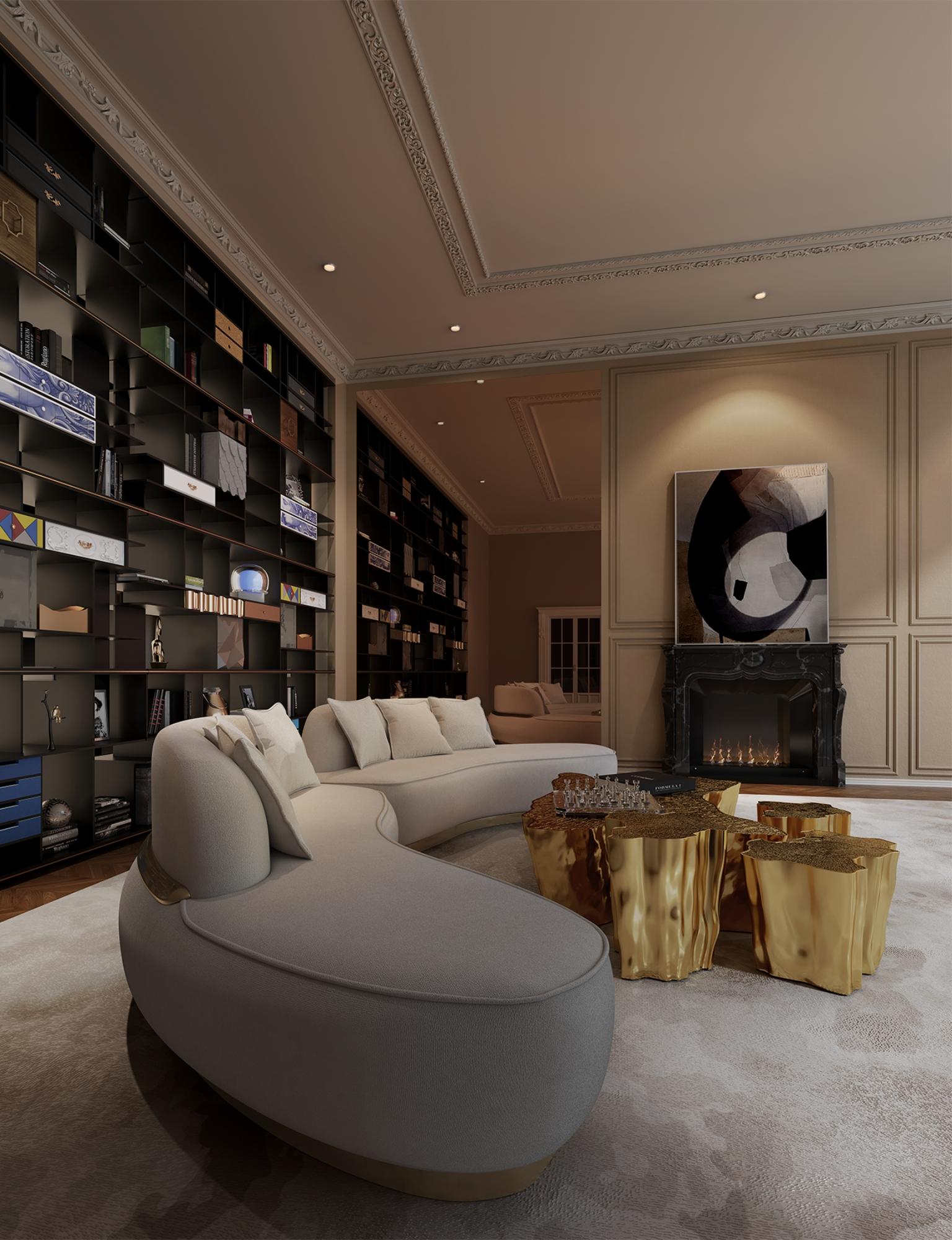 Eden Series Center Table - Hand-Crafted Melted Gold Brass 8 Set - Boca ...