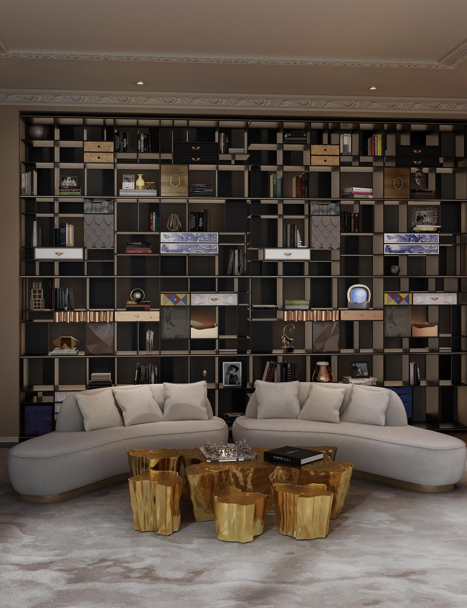 Eden Series Center Table - Hand-Crafted Melted Gold Brass 8 Set - Boca ...