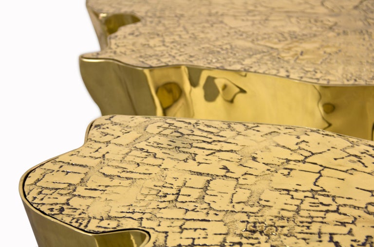 Eden Small Center Table in Polished Casted Brass For Sale at 1stDibs