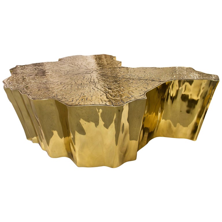 Eden Small Center Table in Polished Casted Brass For Sale at 1stDibs