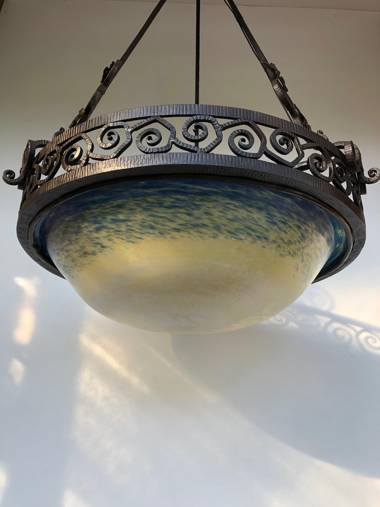 Edgar Brandt and Daum Nancy Art Deco Chandelier For Sale at 1stDibs