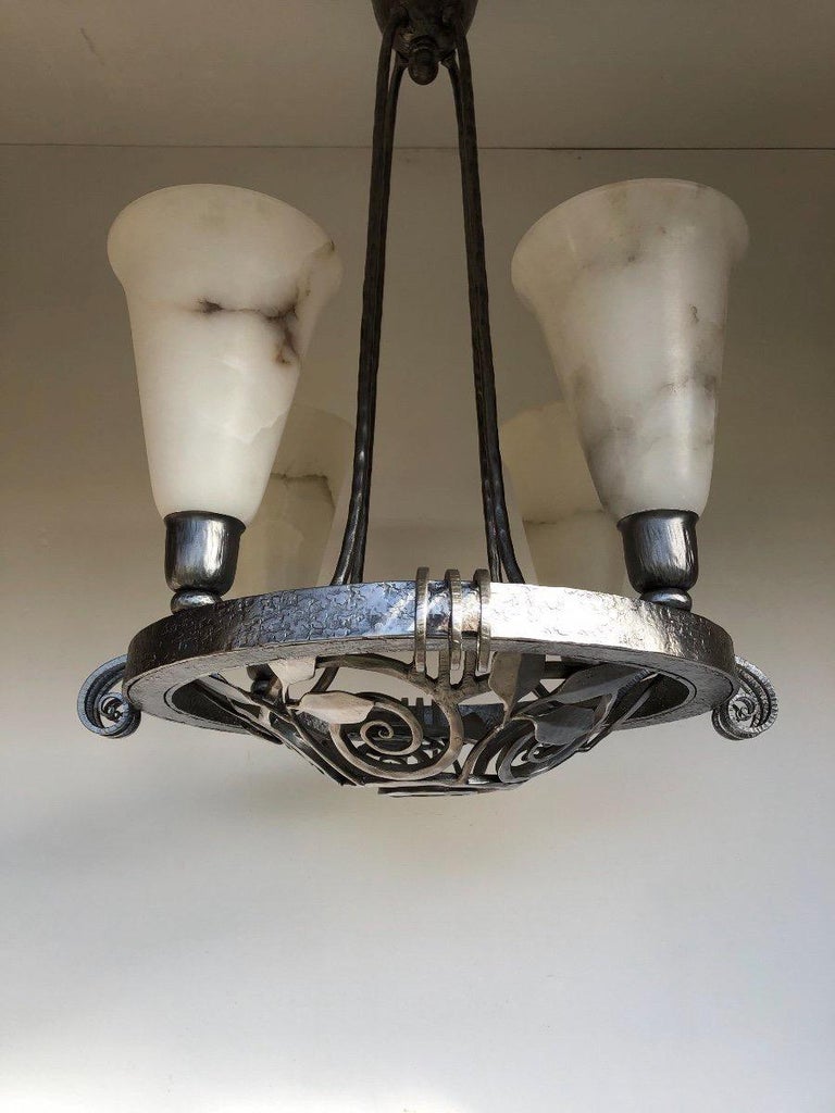 Edgar Brandt Art Deco Chandelier For Sale at 1stDibs