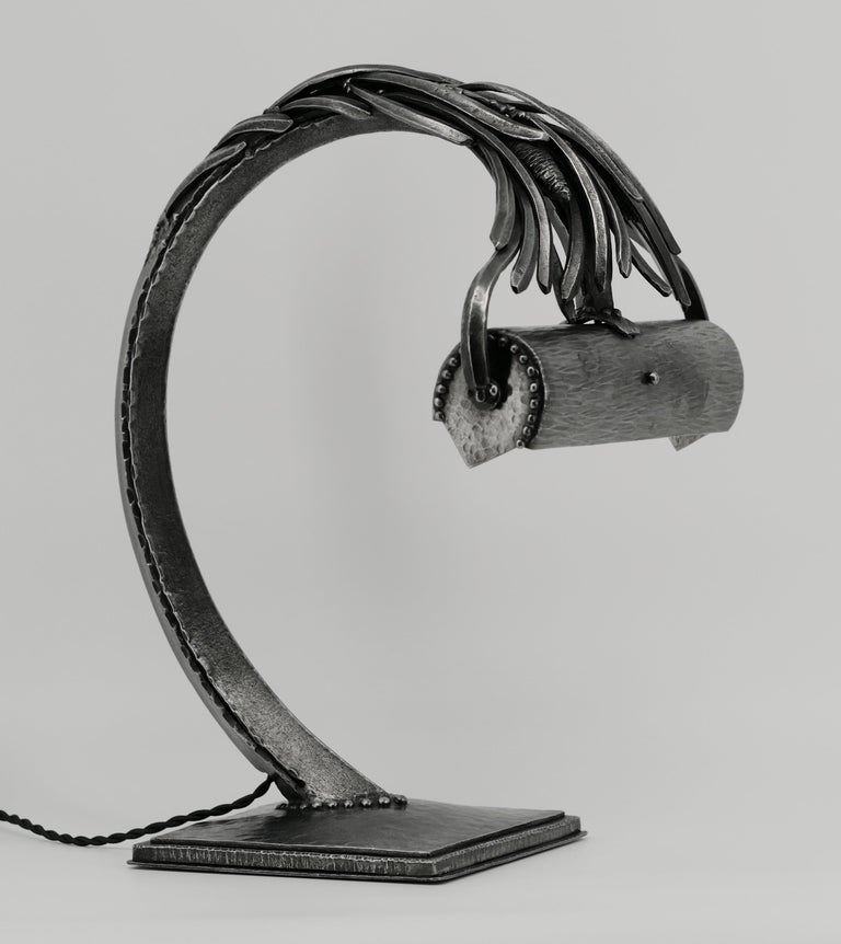 Edgar Brandt French Art Deco Wrought Iron Desk Lamp, circa 1910 For ...