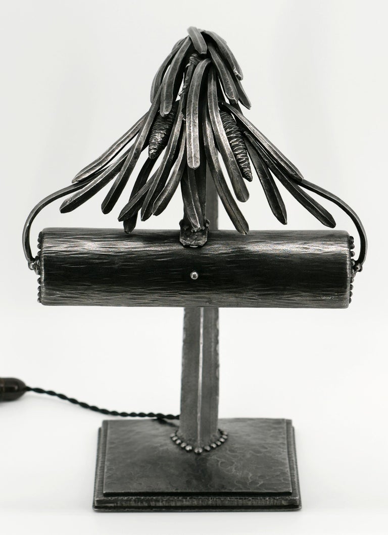 Edgar Brandt French Art Deco Wrought Iron Desk Lamp, circa 1910 For ...