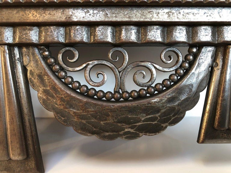Edgar Brandt Rare Art Deco Wrought Iron Mirror, 1932 For Sale at 1stDibs