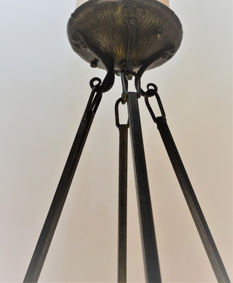 Edgar Brandt Stylewrought Iron with Sign Daum Nancy Glass Chandelier at ...