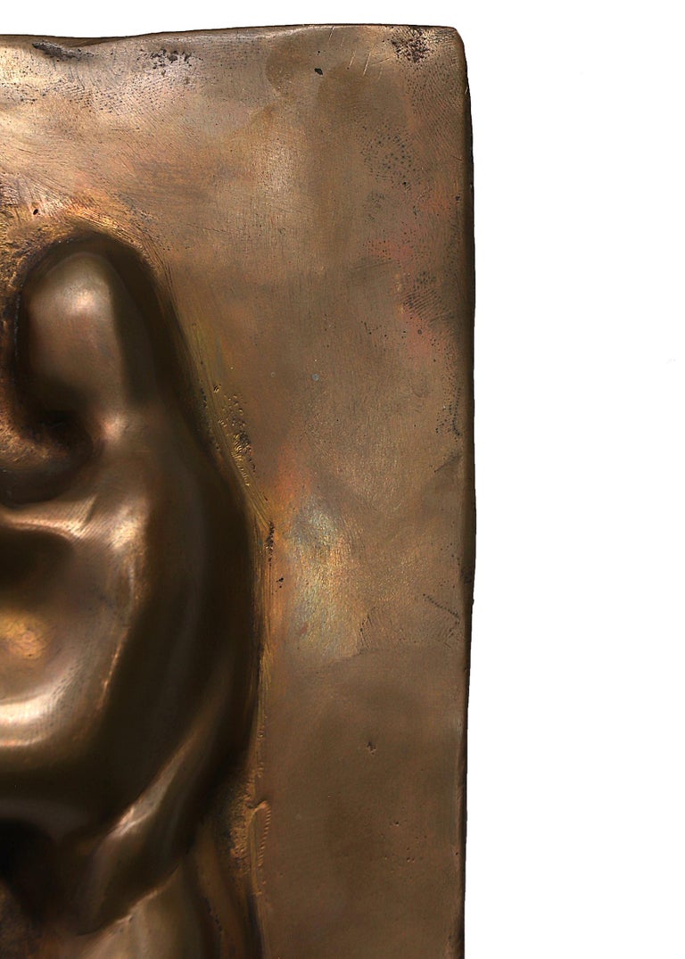 Edgar Britton - 1970s American Modern Bronze Figurative Wall Hanging ...
