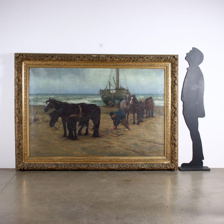 Edgar Farasyn - Beach work scene, Oil on Canvas by Edgard Farasyn XX ...