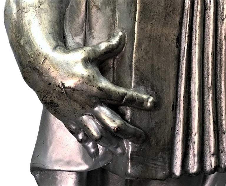 Edgardo Simone, Accordion Player, Art Deco Silvered Plaster Sculpture ...