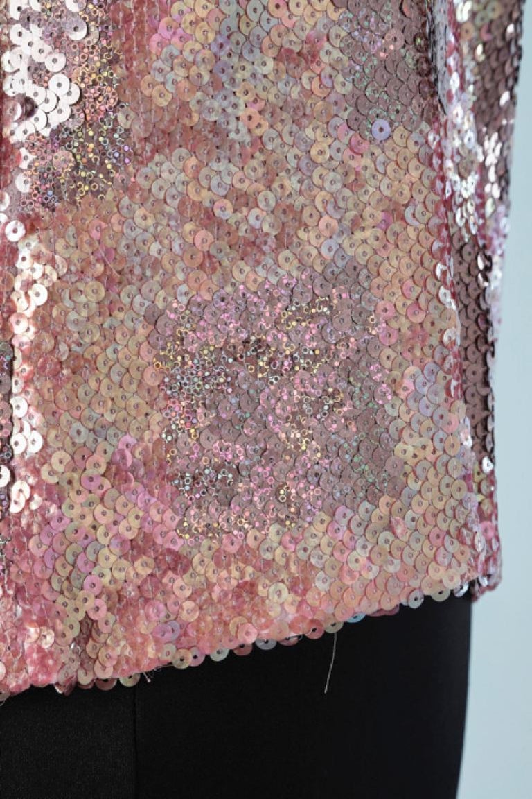 Edge to edge evening jacket with pink and iridescent sequins André Laug ...