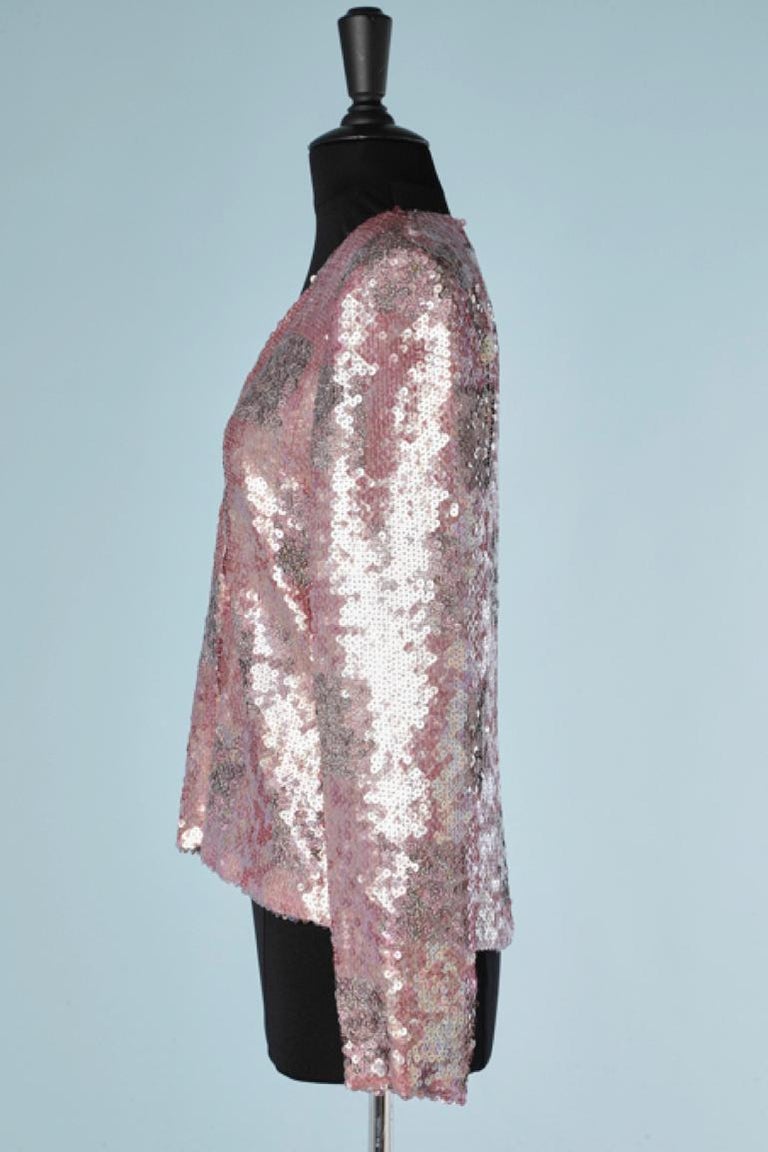 Edge to edge evening jacket with pink and iridescent sequins André Laug ...