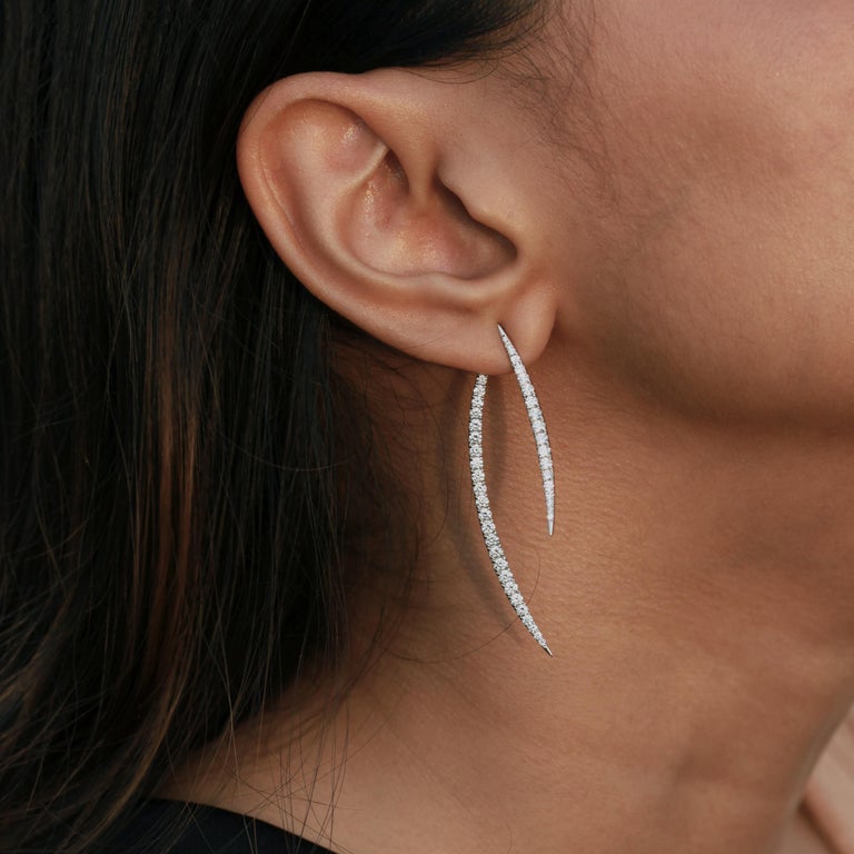 Edgy Dangling Cocktail Diamond Earrings with 2.11ct Sparkling Diamonds ...