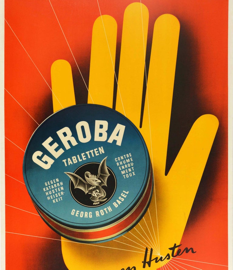 Edi Hauri - Original Vintage Poster Geroba Tabletten Cough Lozenges ...