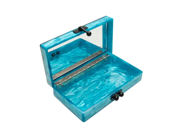 Edie Parker Teal and Navy Acrylic Hard Shell Clutch For Sale at 1stDibs