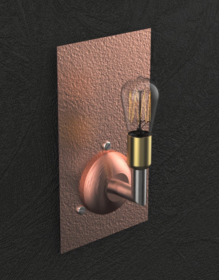 Edimate Genuine Copper Wall Light, Hammered Plate, Handmade in France ...