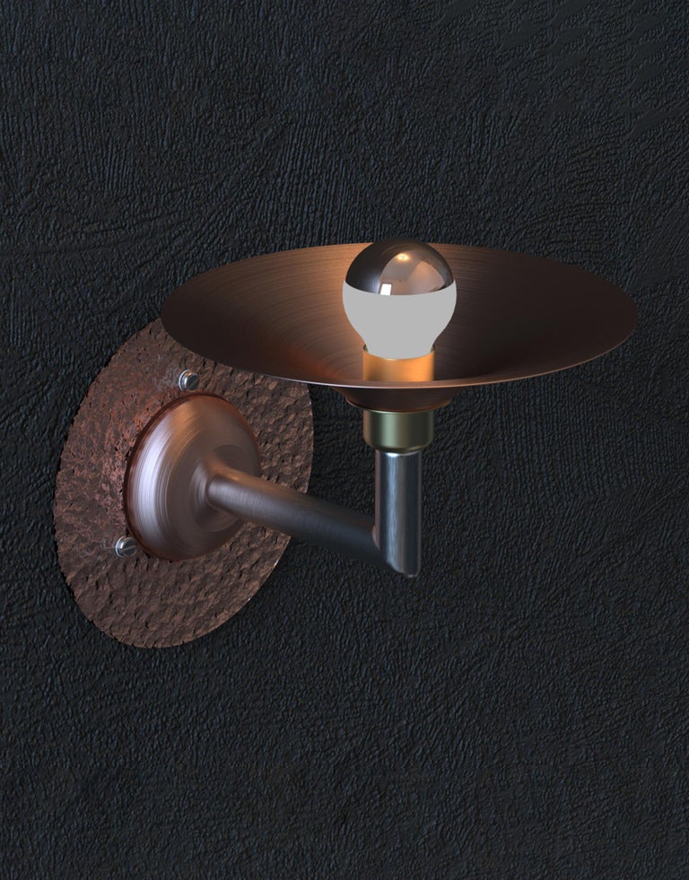 Edimate Genuine Copper Wall Light, Handmade in France For Sale at 1stDibs
