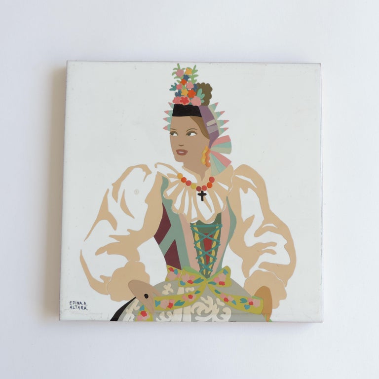 Edina Altara Traditional Dress Tiles, Italy, 1940s at 1stDibs | gio ...