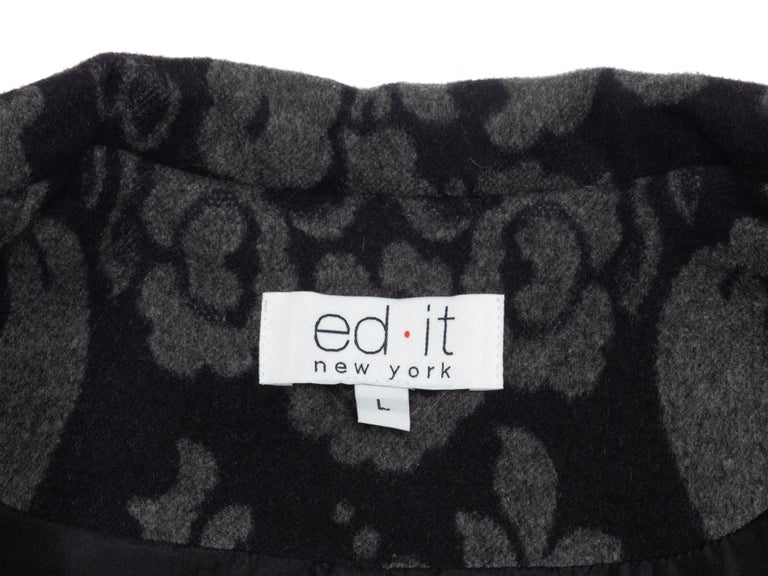 Edit New York Black and Grey Floral Patterned Coat For Sale at 1stDibs