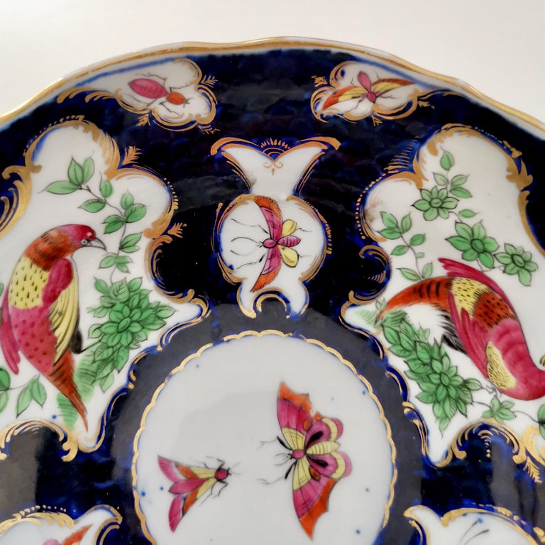 Edmé Samson Small Porcelain Bowl, Worcester Style Blue Scale Birds ...