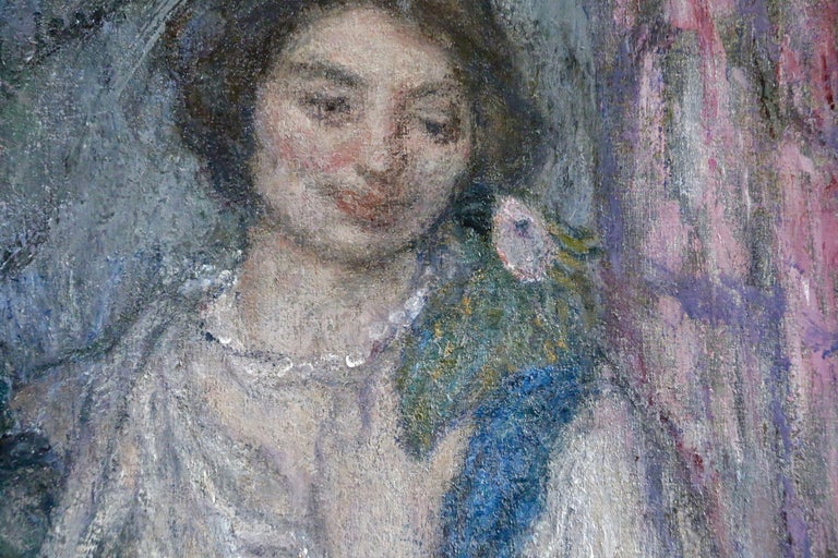 Edmond Aman-Jean - Jeune Fille avec Perroquet at 1stDibs