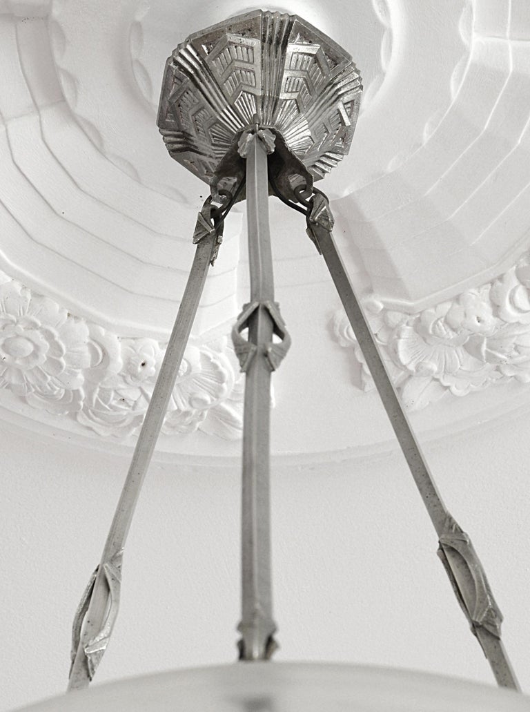 Edmond Etling Large French Art Deco Pendant Chandelier, 1920s at 1stDibs