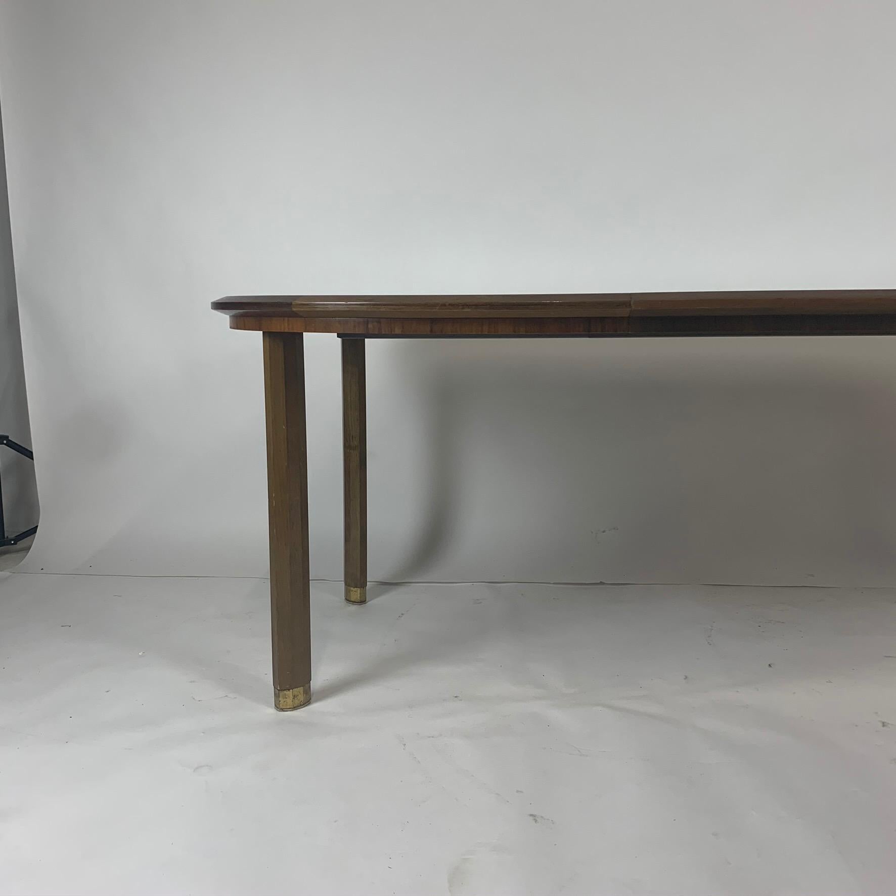 Edmond J. Spence Mixed Wood Oval Extension Dining Table w Burled Elm ...