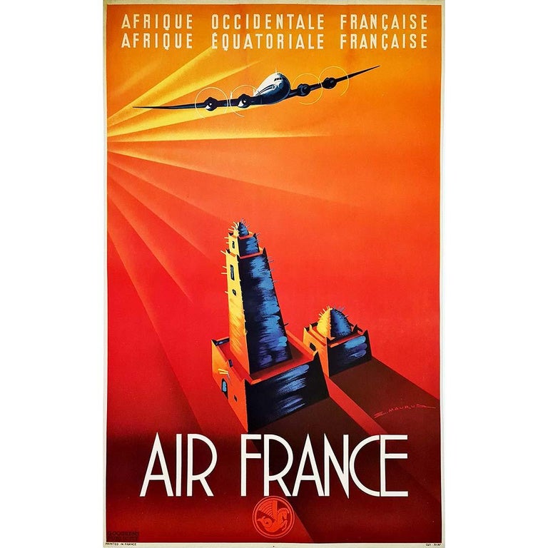 Edmond Maurus - 1946 Original Vintage Poster by E. Maurus Air France ...