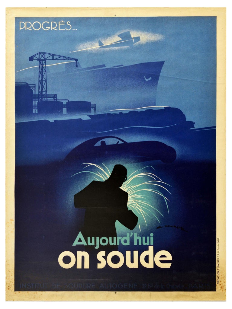 Edmond Maurus - Original Vintage Poster Welding Progress Today Car Boat ...