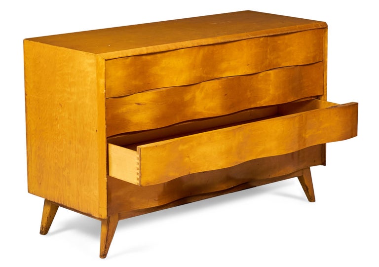 Edmond Spence Swedish Mid-Century Wave Front Birchwood Veneer Chest of ...