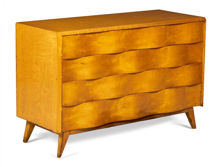 Edmond Spence Swedish Mid-Century Wave Front Birchwood Veneer Chest of ...
