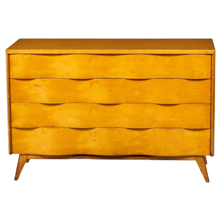 Edmond Spence Swedish Mid-Century Wave Front Birchwood Veneer Chest of ...