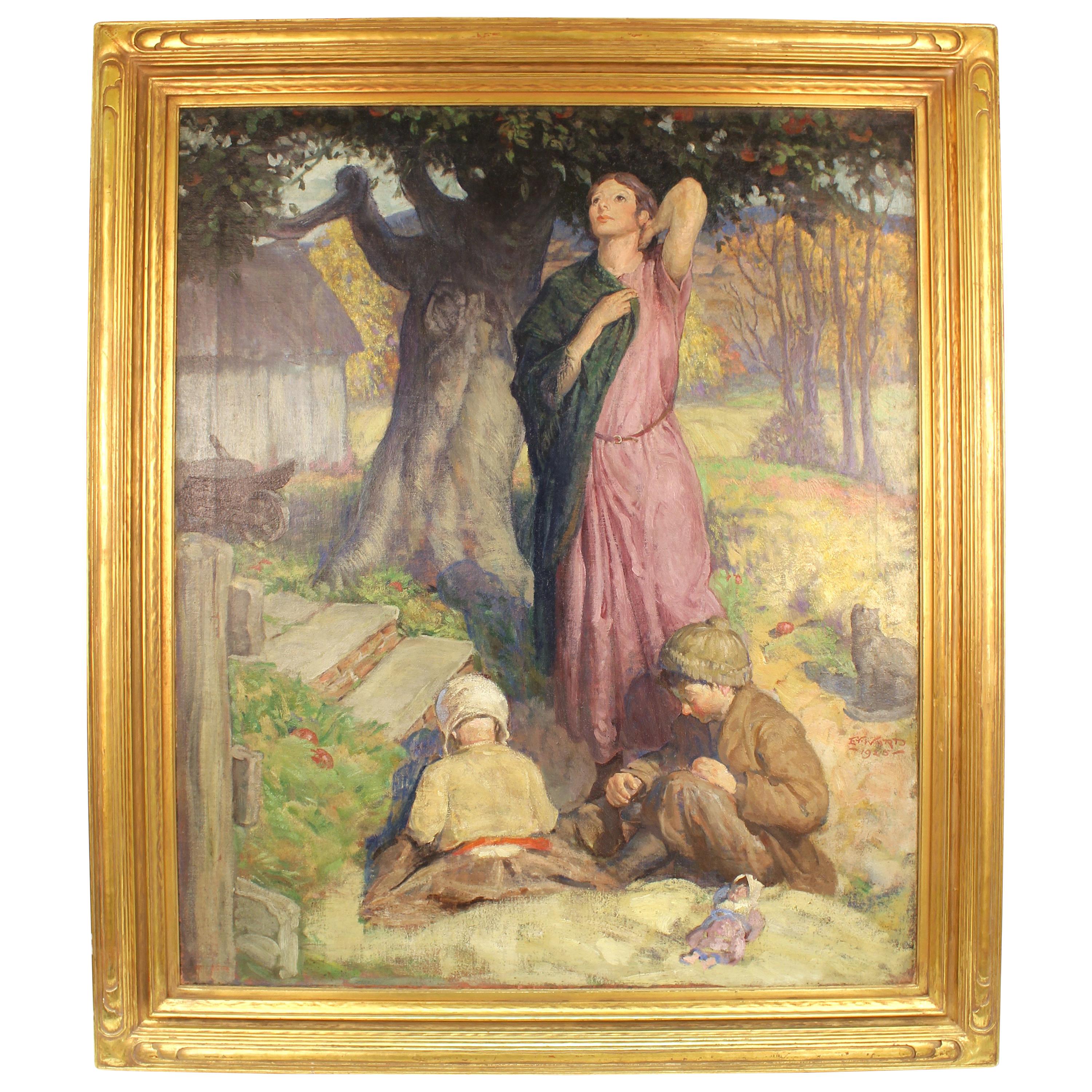 Edmund Franklin Ward American Oil Painting of a Woman and Children at ...