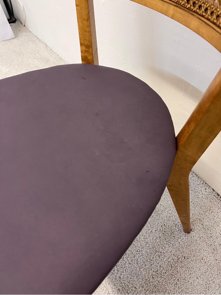 Edmund J Spence Cane Back Leather Dining or Side Chairs For Sale at 1stDibs