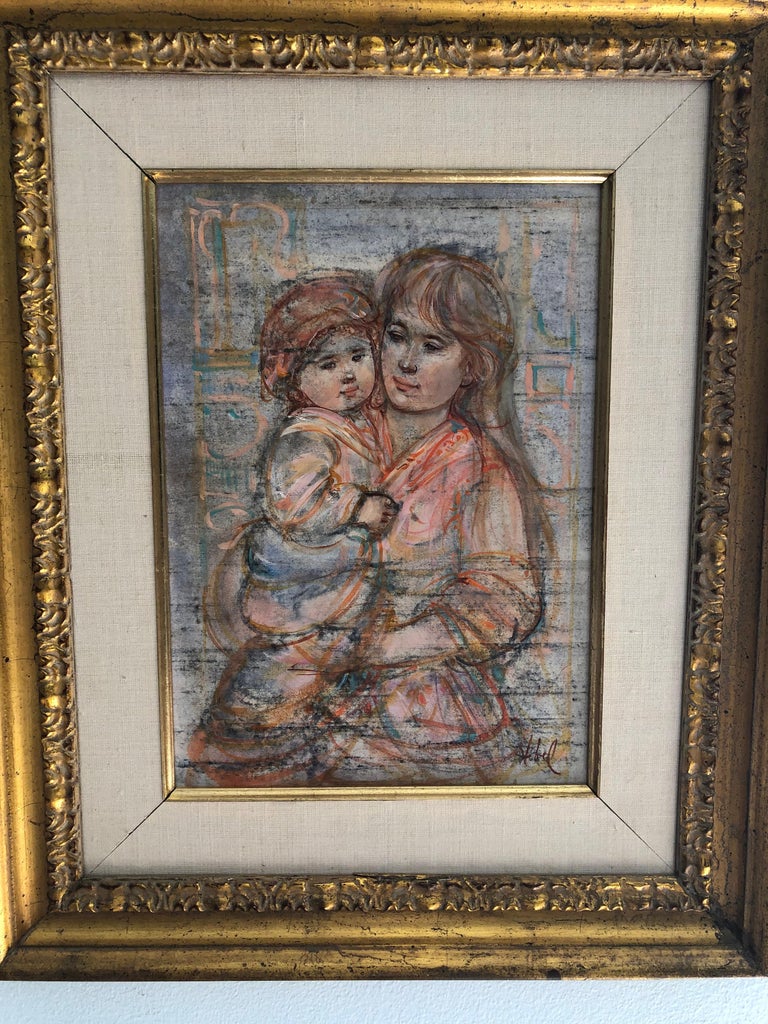 Edna Hibel - Edna Hibel Mother and Child Original Oil Painting on Silk ...