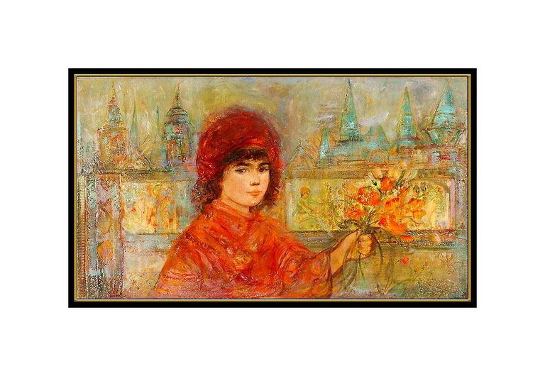 Edna Hibel - Edna Hibel Original Oil Painting On Board Signed Female ...