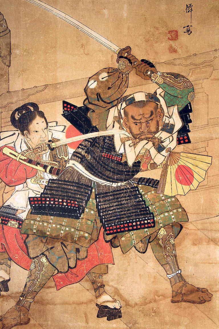 Edo Panted; Saitō Musashibō Benkei and Minamoto No Yoshitsune For Sale ...
