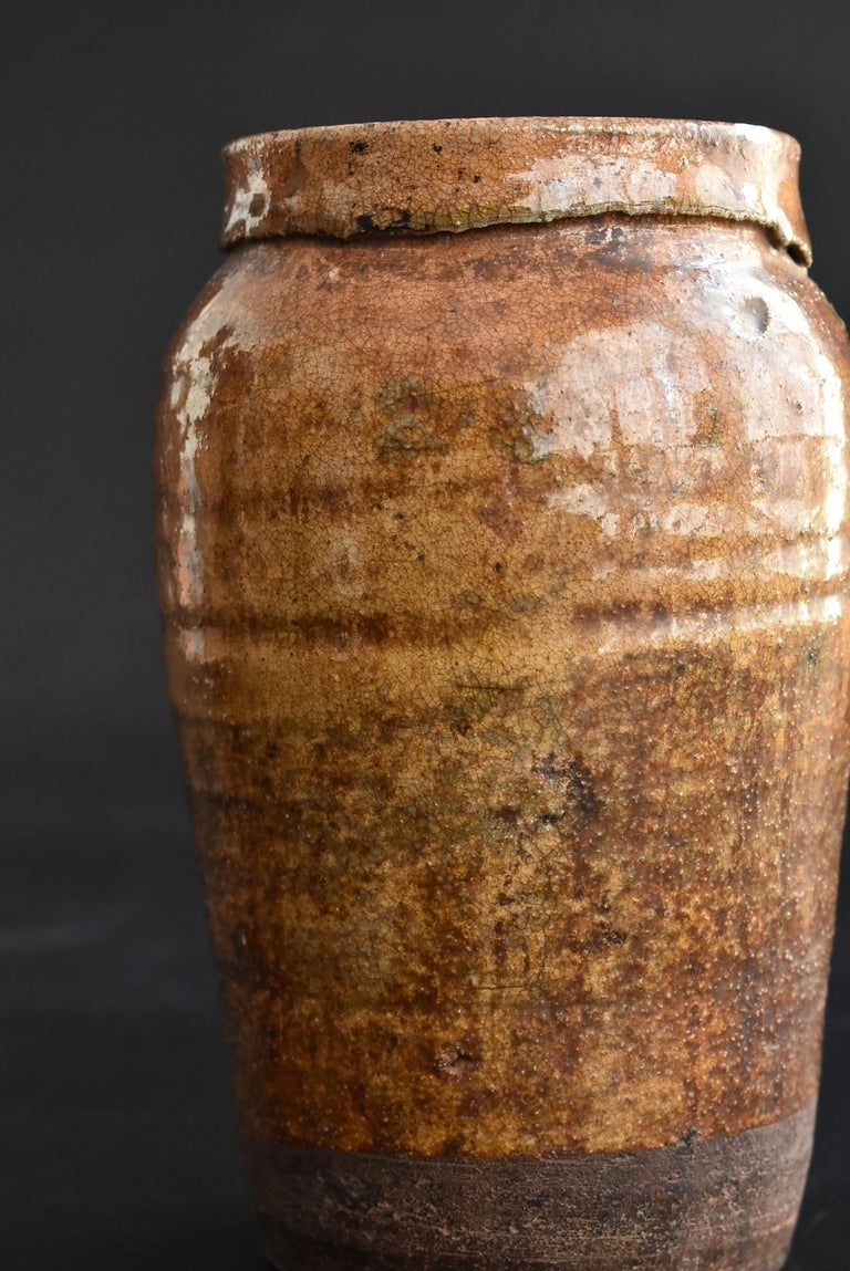 Edo Period Antique Pottery '1750-1850' "Iga Ware" Vase / Japanese Old ...