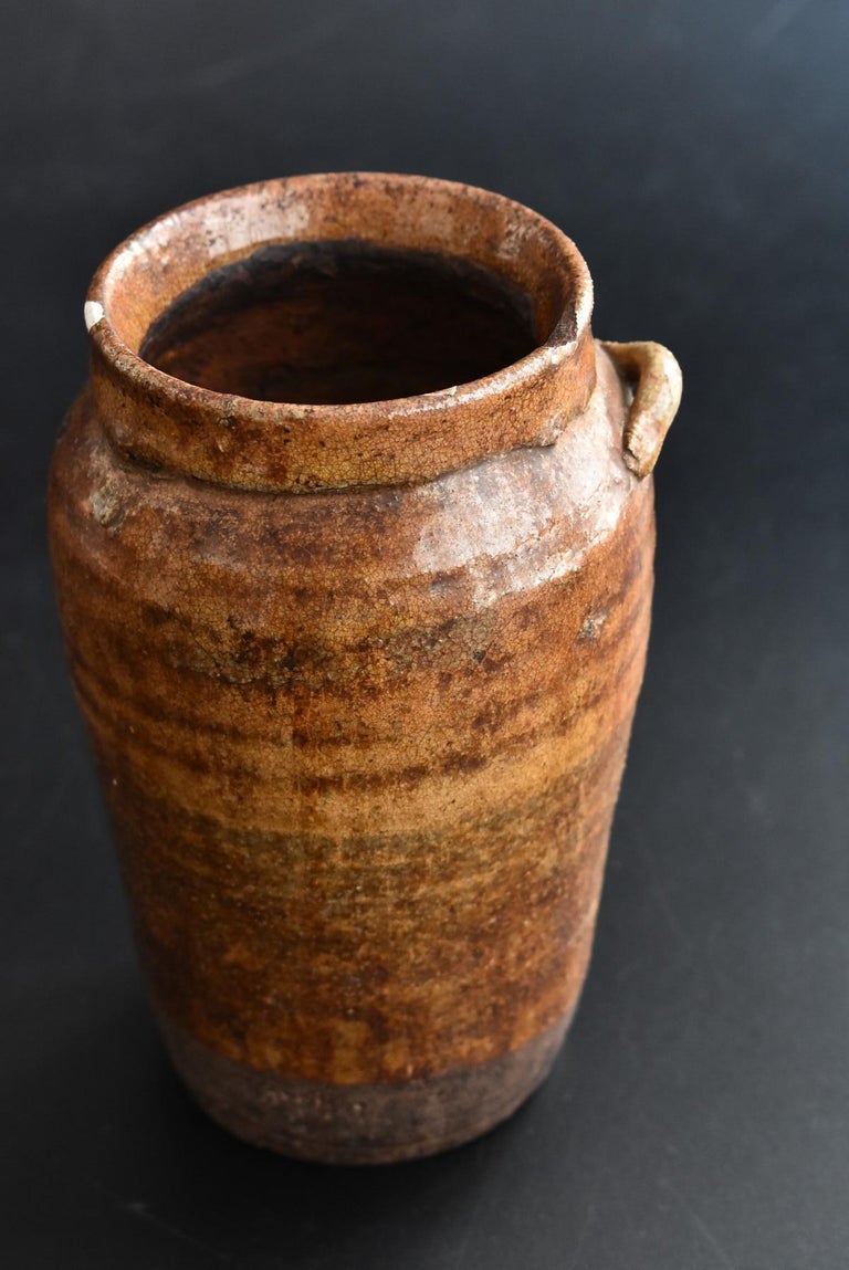 Edo Period Antique Pottery '1750-1850' "Iga Ware" Vase / Japanese Old ...